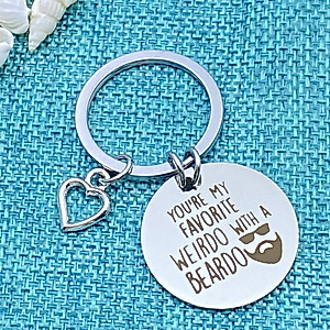You're my Favorite Weirdo with a Beardo Keychain Funny Valentine's Day Gifts Keyring for Boyfriend Husband Bridegroom Fiancé Father's Day Keyring Anniversary Birthday Christmas Gifts for Men Jewelry