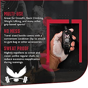 IRON AMERICAN Liquid Chalk - No-Mess Long-Lasting Grip Chalk for Weightlifting, Gymnastics, Rock Climbing, and Fitness Training - 50ml Travel Bottle - Advanced Hand Chalk for Gym