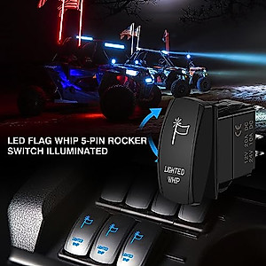 SUZCO 2PCS 2FT Heavy-Duty LED Chasings Spiral Whip Lights with IR&RF&APP, Pure White 6000K 138Leds Dancing Whip Light with Turn/Brake/Warning/Reverse Signal Fit for ATV UTV RZR Off-Road Truck Can-Am