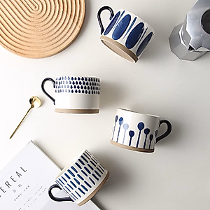 SOUJOY Set of 4 Porcelain Coffee Mugs, 15 Oz Hand Painted Coffee Cups with Handles, Glazed Stoneware Mugs for Tea, Hot or Cold Drinks, Best Gifts for Birthday, Thanksgiving, Christmas