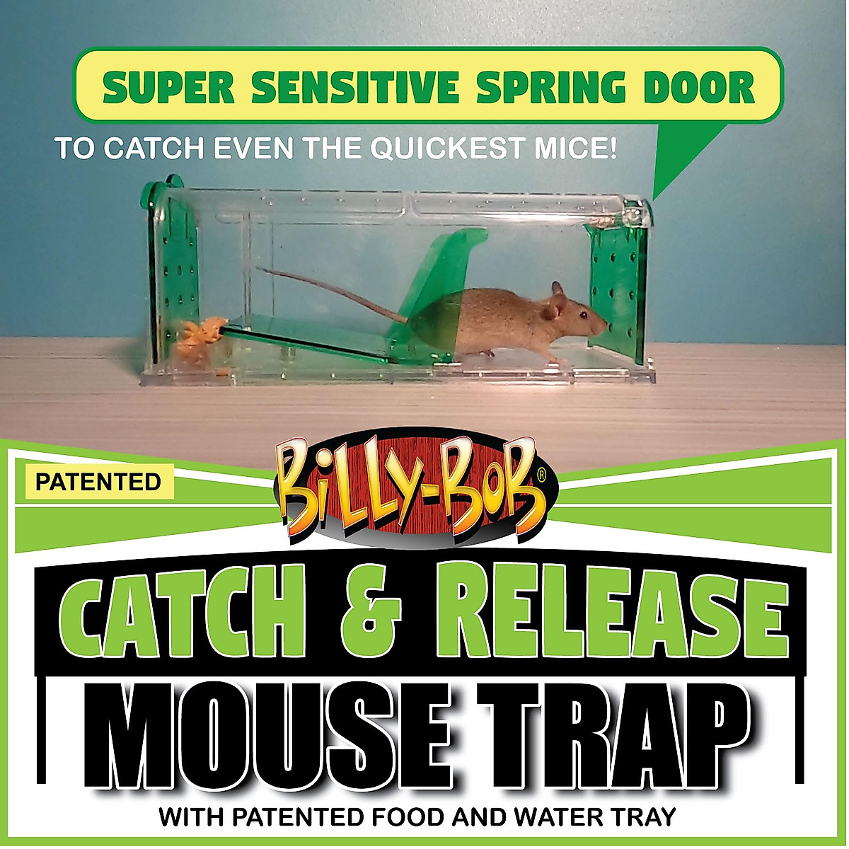 Billy Bob 2 pk Catch and Release Mouse Trap. Patented. Easy and Humane Way to Remove Mice. Effective no-Kill Mouse Trap.
