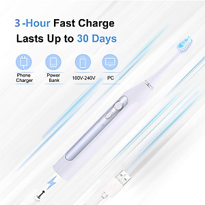BYITH Electric Toothbrush 5 Brushing Modes 3 Toothbrush Heads Rechargeable Sonic Toothbrush