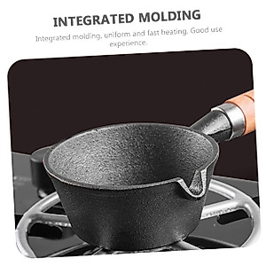 SHOWERORO Mini Hot Oil Pan Butter Warmer Pot Baking Heating Holder Lead Melting Pot Milk Pan Pasta Pot Milk Saucepan Cast Iron Pot Omelette Pan Frying Pan Small Tools Baby Wooden With Cover