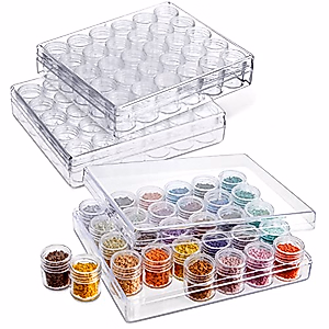 3 Pack Clear Bead Organizers and Storage Containers with Lids for Glitter, Arts and Crafts (93 Pieces)