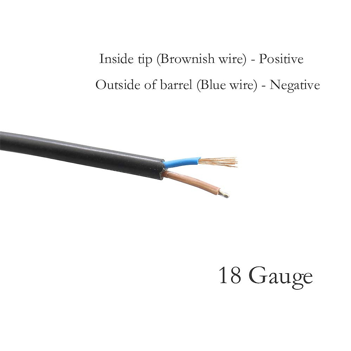 18 AWG DC Power Pigtail Cable, 2.1mm x 5.5mm Barrel Plug Wire Male Connectors for CCTV Security Camera and Led Lighting Power Adapter by SIM&NAT, Pack of 10