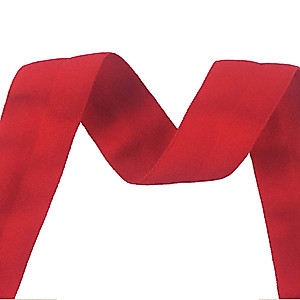 DIY PARK 5 Yard 1" 25mm Matte Non-Shiny Soild Color Fold Over Elastic FOE Spandex Satin Band Baby Headband Hair Tie Tutu Dress Sewing Trim(Red)