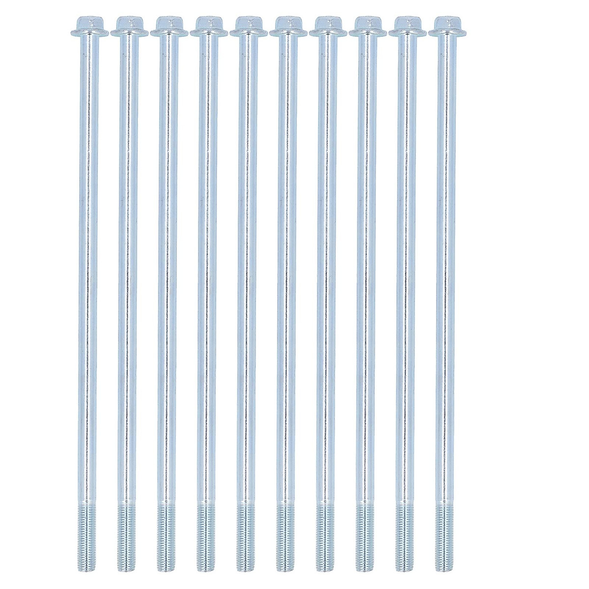 10pcs Carbon Steel Half Thread Hex Head Lengthened Wear Resistance Standard Size High Hardness for Lawn Mower (10*285)