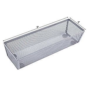 Finnhomy Mesh Drawer Organizer and Shelf Storage Bins School Supply Holder Office Desktop Cabinet Sliver 3" x 9"