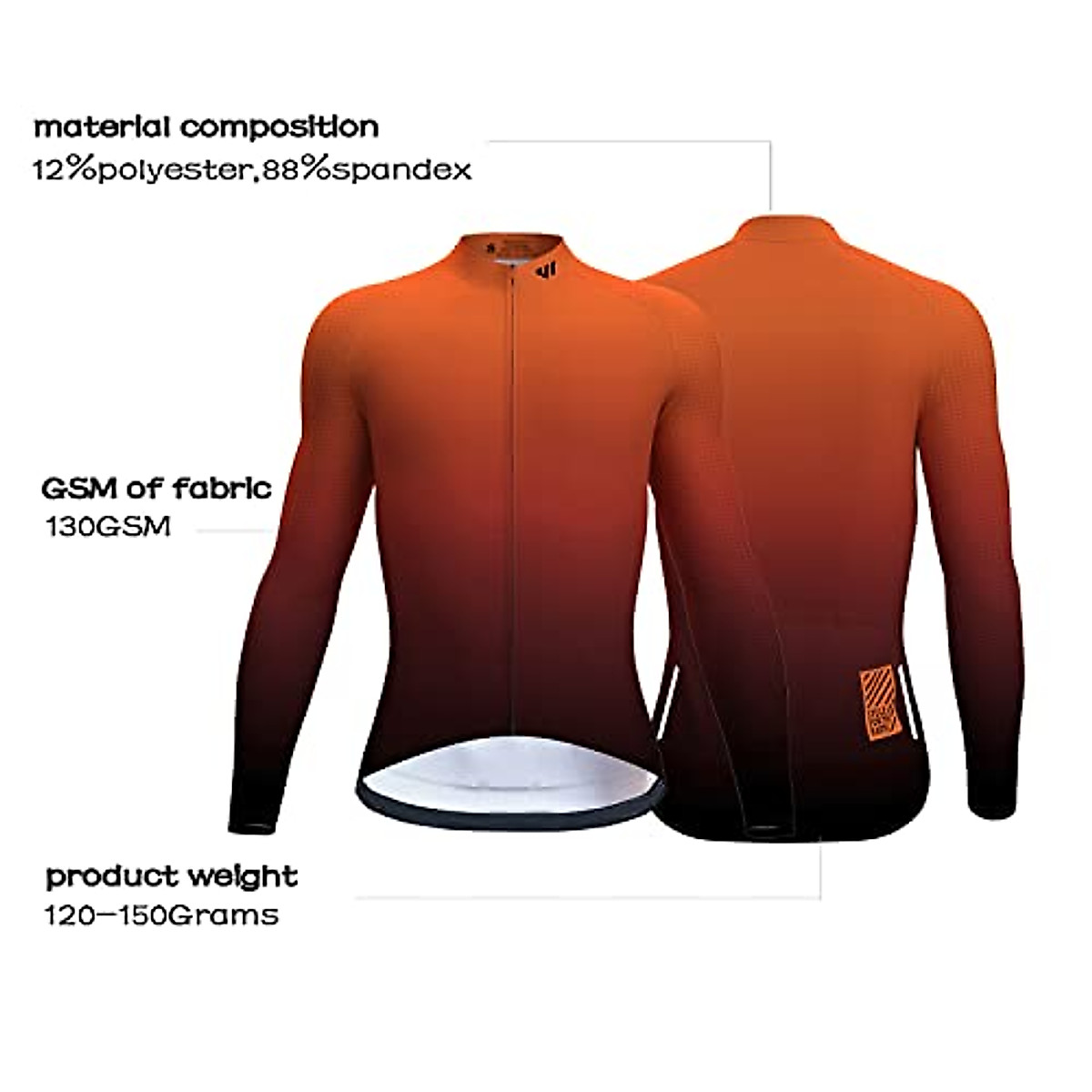 Lo.gas Cycling Jersey Men Long Sleeve Bike Shirt Full Zip with Pockets Moisture Wicking Bicycle Clothes