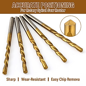 Tondiamo 50 Pcs Drywall Bits 1/8" Titanium Nitride Drill Bits Drywall Guide Point Cutting Bits Diameter Drywall Bit High Speed Steel Drywall Tools Accessories for Use with Spiral Saw