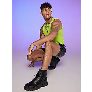 GORGLITTER Men's Fashion Workout Neon Crop Tank Top Slim Fit Hot Shirts Green Small