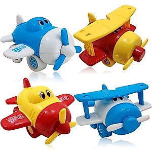 3 Bees & Me Airplane Toys - Set of 4 Toy Airplanes for Boys and Girls - Fun Toys for Toddlers & Kids - Colors May Vary