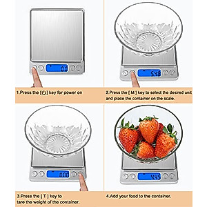 Food Scale Digital Kitchen Scale for Food Ounces and Grams, Small Electronic Pocket Scale for Weight Loss, Baking, Cooking, Coffee, Jewelry, 6.6lb/3kg, 0.01oz/0.1g Precision (Batteries, 2 Trays)