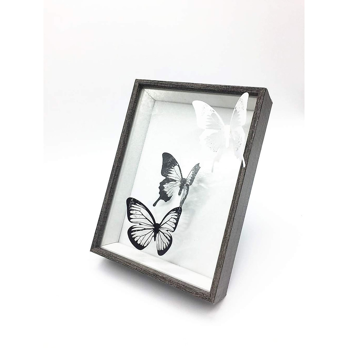 90 PCS 3D Butterfly Wall Stickers,Butterfly Decor PVC Crystal Butterfly,Art Decal Satin Paper Butterflies Home DIY Decor Removable Sticker,Bedroom Showcase Nursery Butterfly Wall Decor(Black-White)