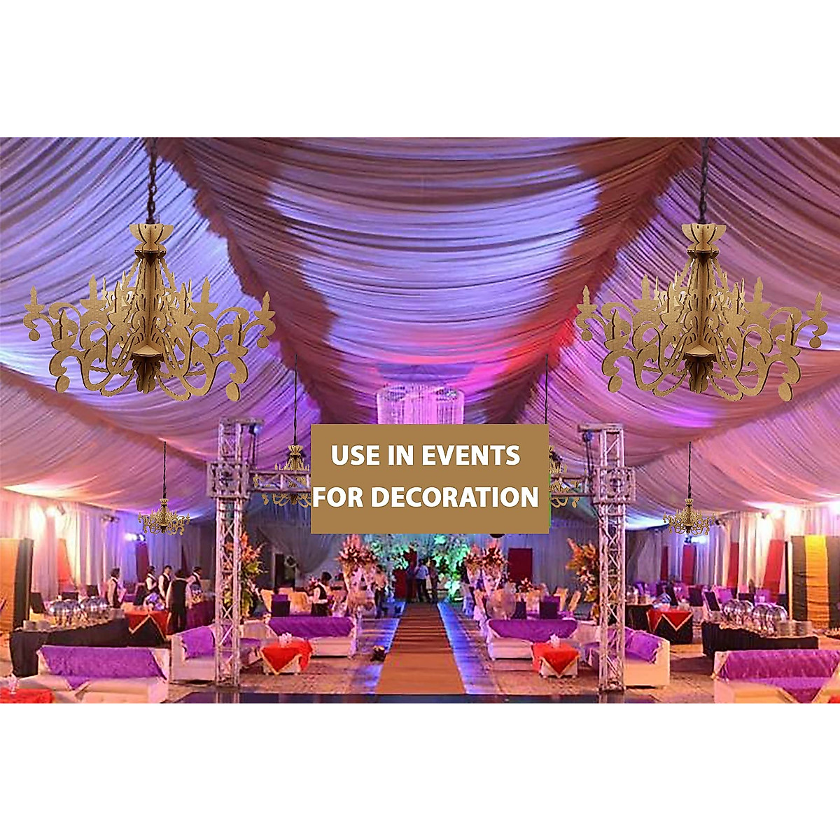 20'' wide Cardboard chandelier Model 2 | 5 branches | perfect decoration for ceiling | lightweight | made in USA | Model 2