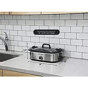 Elite Gourmet MST-5240SS Crock Slow Cooker, Locking Lid Adjustable Temperature Keep Warm Oven & Dishwasher-Safe Casserole Pan, 3.5Qt Capacity, Stainless Steel