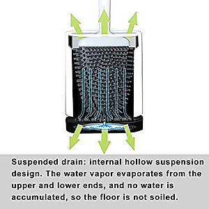Sellemer Toilet Brush and Holder Set for Bathroom, Flexible Toilet Bowl Brush Head with Silicone Bristles, Compact Size for Storage and Organization, Ventilation Slots Base (White)