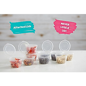 50 Pack BPA-Free Disposable Baby Food Freezer Storage Containers Hinged Lids (3 oz) Labels | Leak-Proof | Travel Snack Cups | Store Homemade, Organic Purees | Freezer Dishwasher Safe