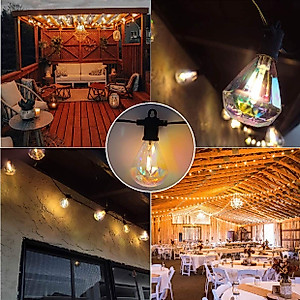 ZOTOYI 27FT Solar String Lights Outdoor Waterproof, Solar Powered Patio Lights with 12+1 Diamond Shaped Bulbs, Shatterproof LED String Lights for Home Yard Pergola Wedding Garden Party, 2200K