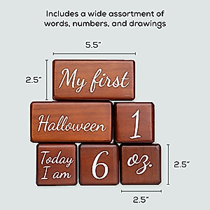 First Landings Milestone Blocks - Wooden Milestone Markers for Baby's First Year - Dark Brown