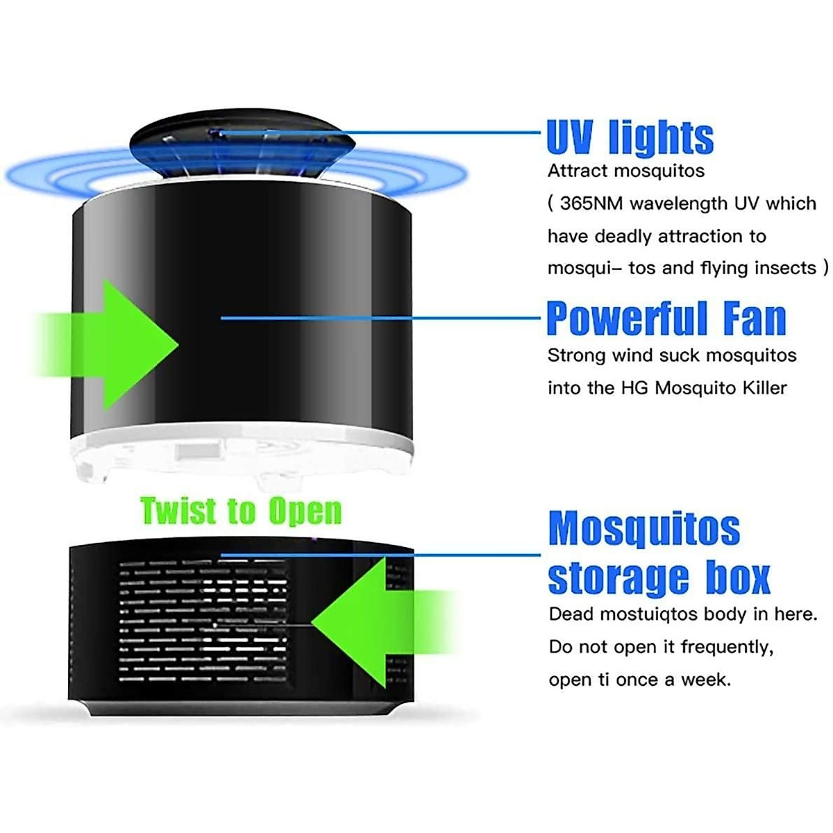 MiüONG Indoor Insect Trap Bug Zapper Mosquito Killer Fruit Fly Trap: Fruit Fly, Bug, Gnat, Insect Killer (Blue)