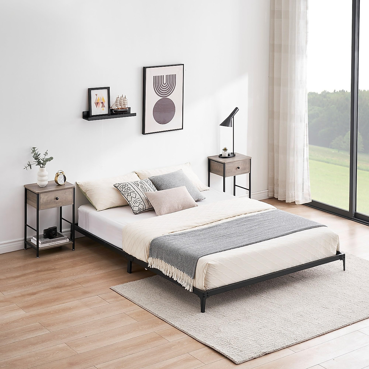 GAOMON 6 Inch Low Queen Bed Frame Heavy Duty Metal Mattress Foundation Platform Sturdy Steel Slat No Box Spring Needed, Easy Assembly, Noise Free