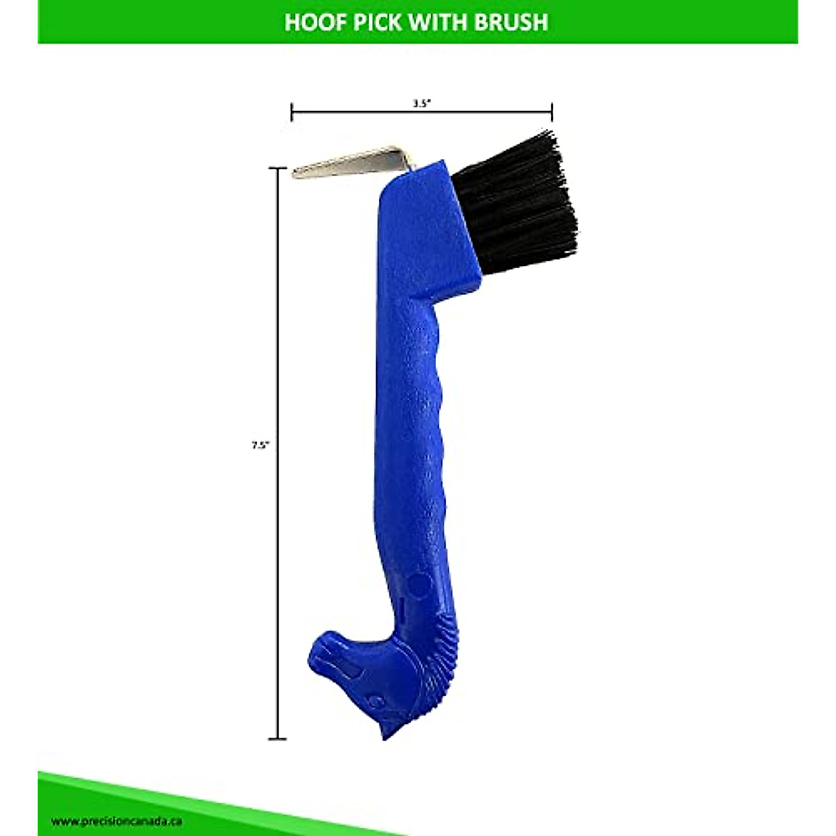 Precision Canada 1Pc Horse Hoof Pick Brush with Soft Touch Plastic Handle, Portable Hoof Pick