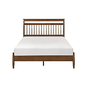 Lexicon Bed Frame with Headboard, Mid Century Modern Bed Frame with Spindle Headboard, Wood Platform Bed Frame Mattress Foundation No Box Spring Needed, Queen Bed, Caramel