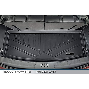 SMARTLINER Floor Mats 3 Rows - Cargo Liner Behind 3rd Row Set Black Compatible with 2020-2023 Explorer Only Fits 6 Passenger Models W/Bucket Seat
