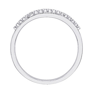 KATARINA Princess Cut Diamond Anniversary Wedding Band Stackable Ring in Sterling Silver (1/10 cttw, H-I, I2-I3) (Size-6.5)