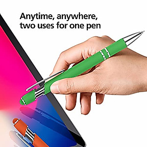 PABLUE Ballpoint Pens with Stylus Tip, Soft Touch Click Stylus Pen, 2 in 1 Retractable Metal Stylus Pens, Black Ink, for Birthday Anniversaries Graduation Home and Office, 12 Count(6 Colors)