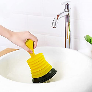 Meadow Lane Small 7" Sink Plunger - Mini Clog Remover for Kitchen & Bathroom Sink Drains - Hand Ergonomic, Space-Saving & Powerful Suction - Universal Fit for Home or Commercial Use, Yellow
