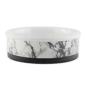 Bone Dry Pet Bowl Collection Ceramic Set, Medium, Marble, 2 Count White