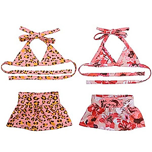 2-Pack Dog Bikini Swimsuit，Puppy Summer Beach Dress Doggie Swimwear, Rainbow/Mermaid/Floral/Leopard Dog Bathing Suit for Small Dogs Girl, Pet Clothes Cat Costumes Swimming-Dress