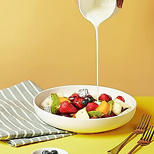 LIFVER 9.75" Large Pasta Bowls, 50 Ounces Salad Bowls Large, White Pasta Bowl Set of 4, Ceramic Pasta Plates Set, Wide Shallow Bowls Set, Microwave Dishwasher Safe