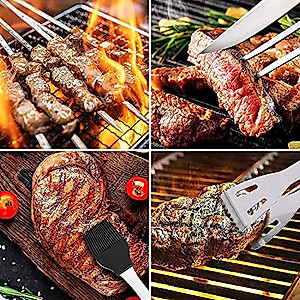 BBQ Accessories Kit - 20pcs Stainless BBQ Grill Tools Set for Smoker Camping Barbecue Grilling Tools BBQ Utensil Set Outdoor Cooking Tool Set with Canvas Bag Gift for Thanksgiving Day, Christmas