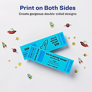 Avery Printable Tickets, Bright Blue Colored Cardstock, 1.75" x 5.5", Laser/Inkjet, 250 Tickets (16436)