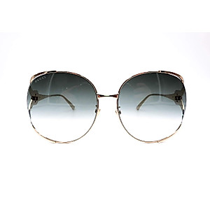 Gucci GG0225S 003 Gold/Green GG0225S Round Sunglasses Lens Category 2 Size 63
