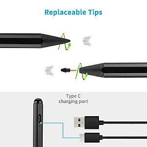 Stylus Pencil for Apple iPad 10.2" 11th/10th/9th/8th/7th/6th Generation Pen,Active Touch Pen with 1.5mm High Sensitive Fine Tip Stylus Compatible with Apple iPad 10.2" 11/10/9/8/7/6 Generation,Black
