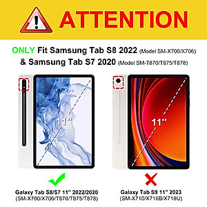 Fintie Keyboard Case for Samsung Galaxy Tab S8/Tab S7 11 Inch (Model SM-X700/X706/T870/T875/T878), Slim Stand Cover w/Detachable Wireless Bluetooth Keyboard, 7 Color Backlight, Black