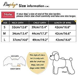 Ranphy Halloween Costumes for Small Dogs Cat Bat Harness with D Ring Puppy Bat Wings Cosplay Costume Clothes with Two Bells Pet Dress Up Accessories for Party S