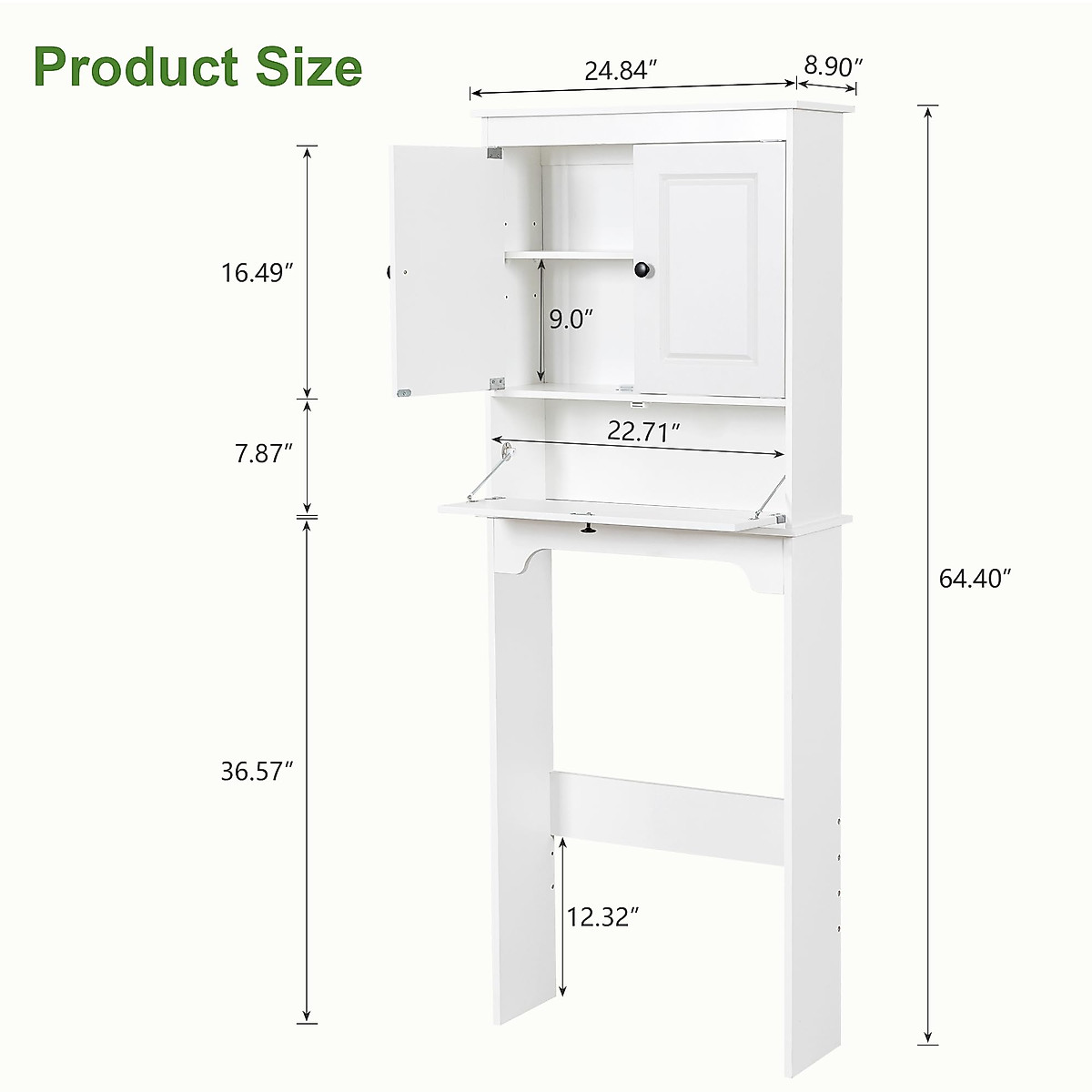 Salfanre Over Toilet Storage Cabinet, Over The Toilet Storage Shelf, Over The Toilet Shelf Organizer, with Doors and Adjustable Shelf, White