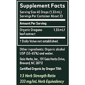 Gaia Herbs Oregano Leaf 1 Fl Oz, Liquid Extract