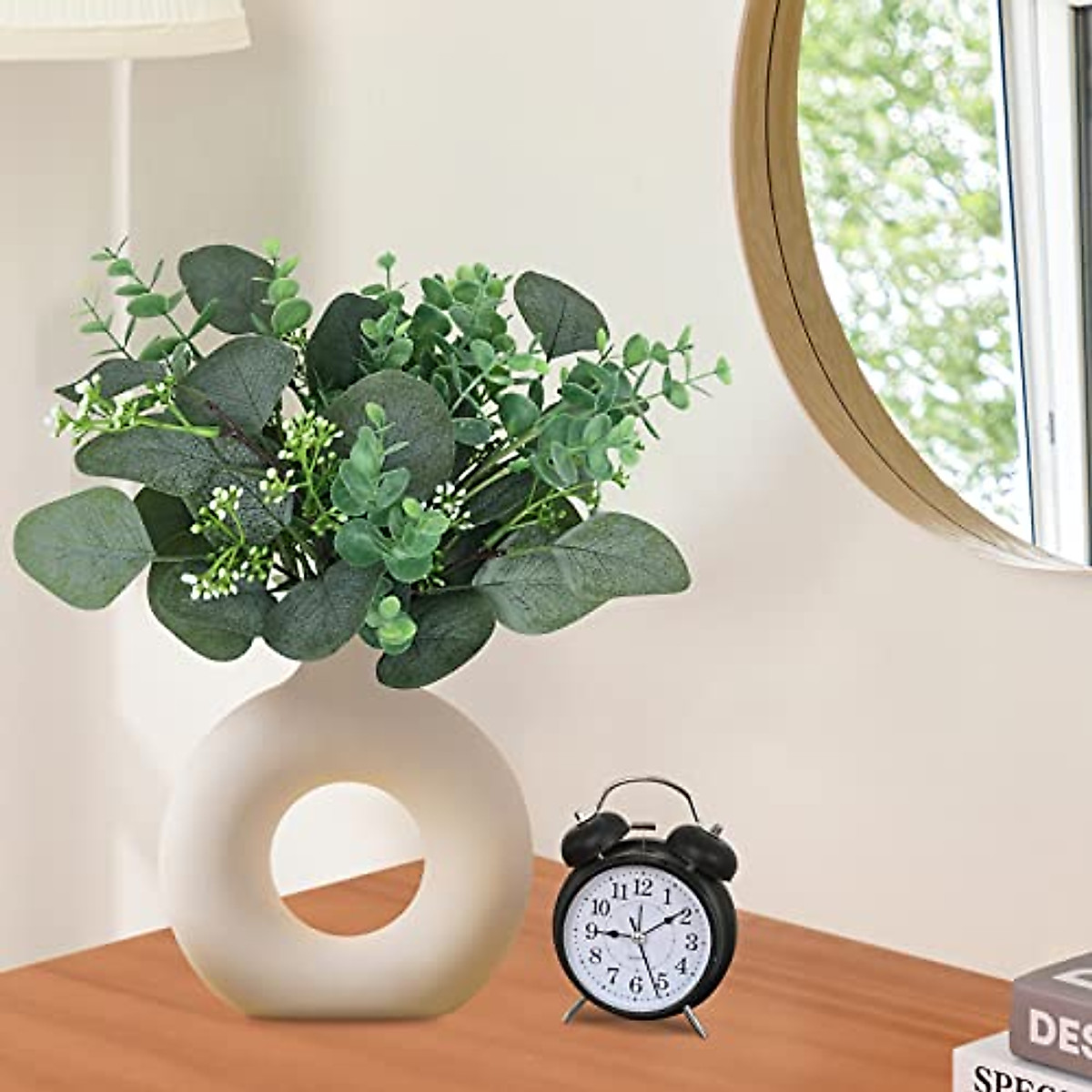 BLEUM CADE 8Pcs Artificial Eucalyptus Stems with Leaves, Mixed Faux Eucalyptus Stems Plants, Fake Silver Dollar Eucalyptus Greenery Stems for Vase Floral Arrangement Wedding Bouquet Centerpiece Decor