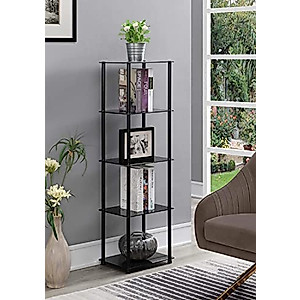 Convenience Concepts Designs2Go Classic Glass 5 Tier Tower, Black Glass