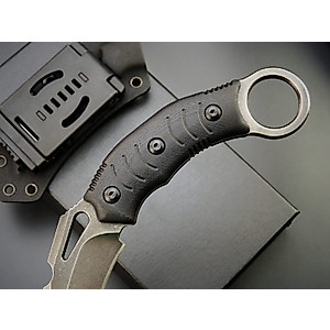 Ccanku C1298 Claw knife,Fixed Blade Knife,D2 Steel Blade+G10 Handle Outdoor EDC Tool Knives with Kydex Sheaths for Hunting, Survival, Camping(Black) …