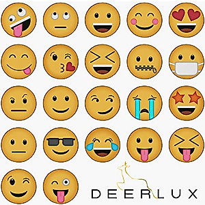 Deerlux Emoji Style Round Funny Smiley Face Kids Area Rug, Star Eyes Emoji Rug, 24" x 24"