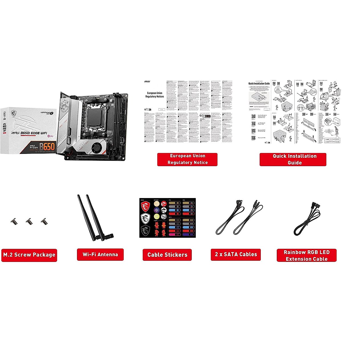 MSI MPG B650I Edge WiFi Gaming Motherboard (AMD Ryzen 9000/8000/7000 Series Processors, AM5, DDR5, PCIe 4.0, M.2, SATA 6Gb/s, USB 3.2 Gen 2, HDMI, Wi-Fi 6E, Bluetooth 5.3, 2.5Gbps LAN, Mini-ITX)