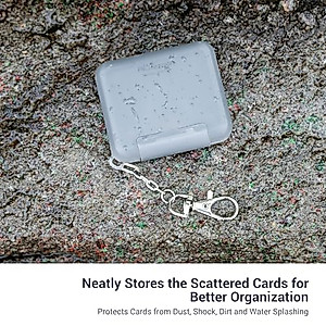 PROfezzion SD Card Holder Case Water-Resistant: Portable 12 Slots Memory Card Case for 8 Micro SD Card & 4 SD/SDXC/SDHC Card, Memory Card Hard Carrying Box Keeper Protector with Rubber Interior Grey