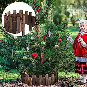 Wood Garden Edging Border with Gloves Garden Wooden Landscape Border Edging for Decorative Spring Garden Yard Patio Pathway Courtyards Tree Fences Outdoor 7.9 x 47 Inches (4 Pcs)